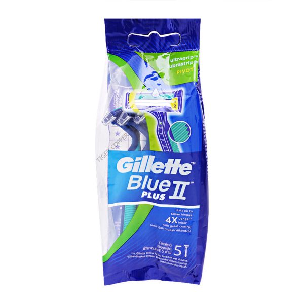 GILLETTE BLUE II PLUS PIVOT DISPOSABLE RAZOR PACK 5'S