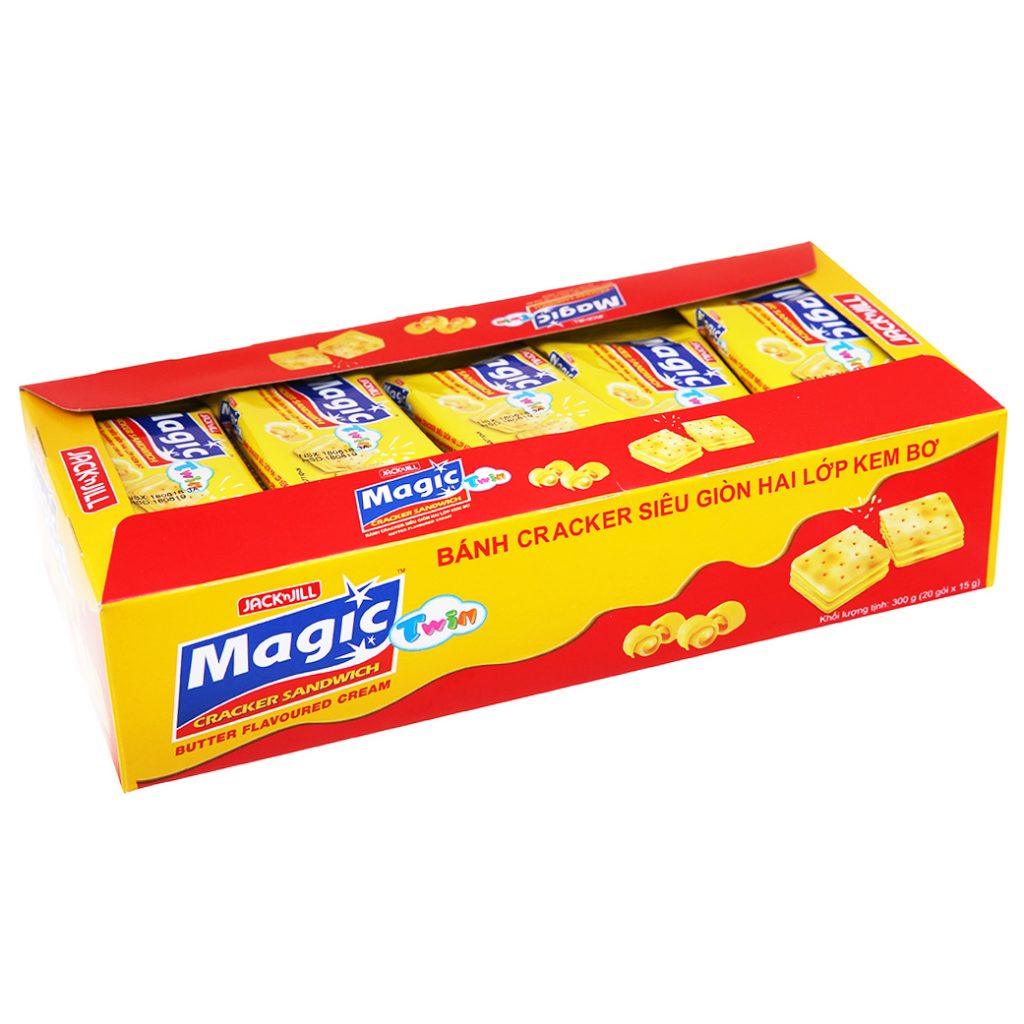 MAGIC TWIN CRACKER SANDWICH BUTTER FLAVOURED CREAM BOX 300G (20 PACKS X ...