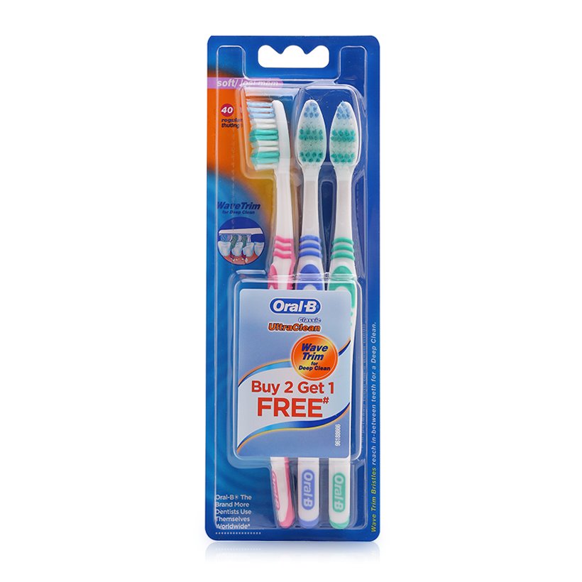 ORAL-B TOOTHBRUSH CLASSIC ULTRA CLEAN PACK 3'S
